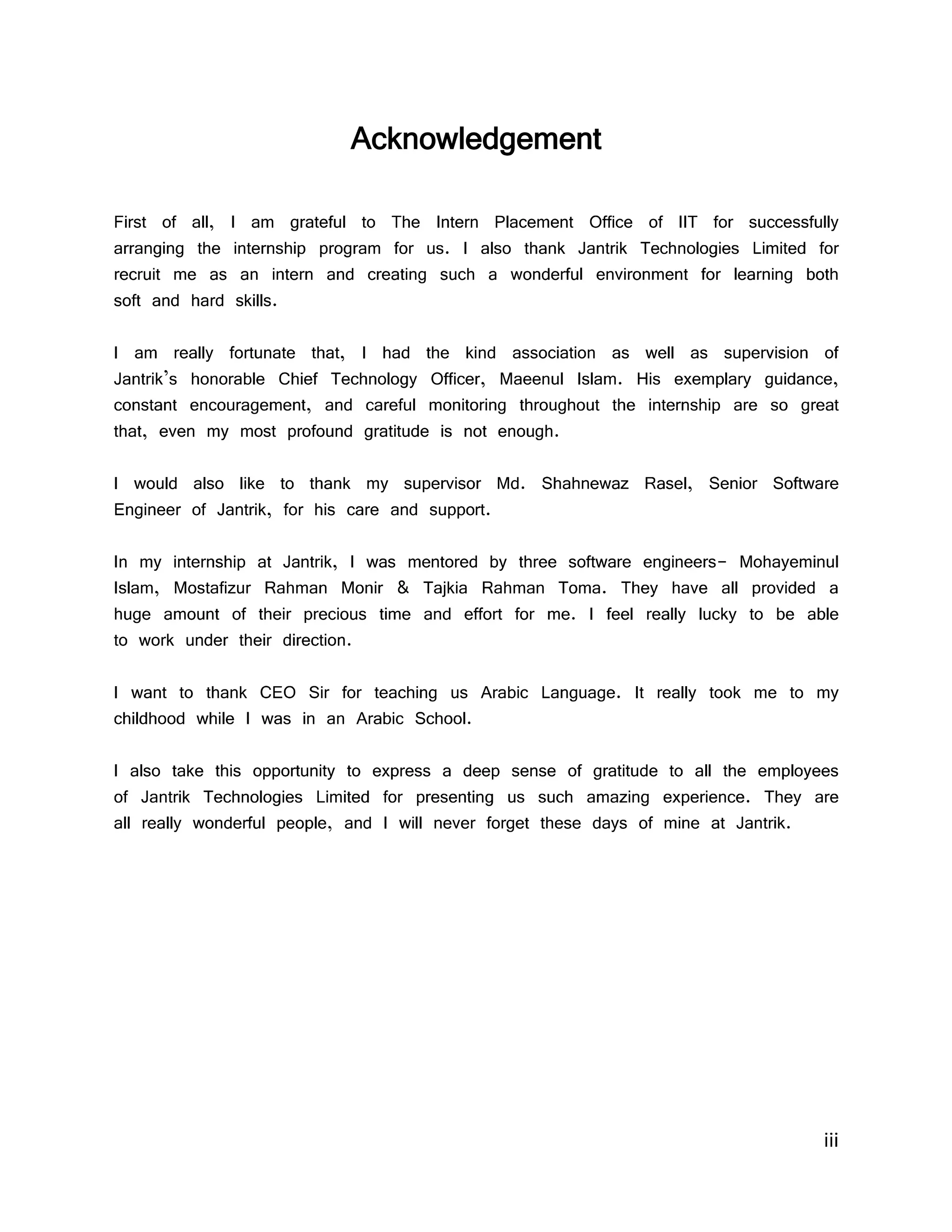 Report Acknowledgement Sample | PDF