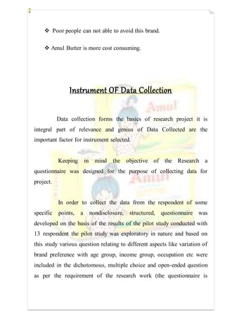 AMUL BUTTER PROJECT FILE | DOCX | Food & Drink