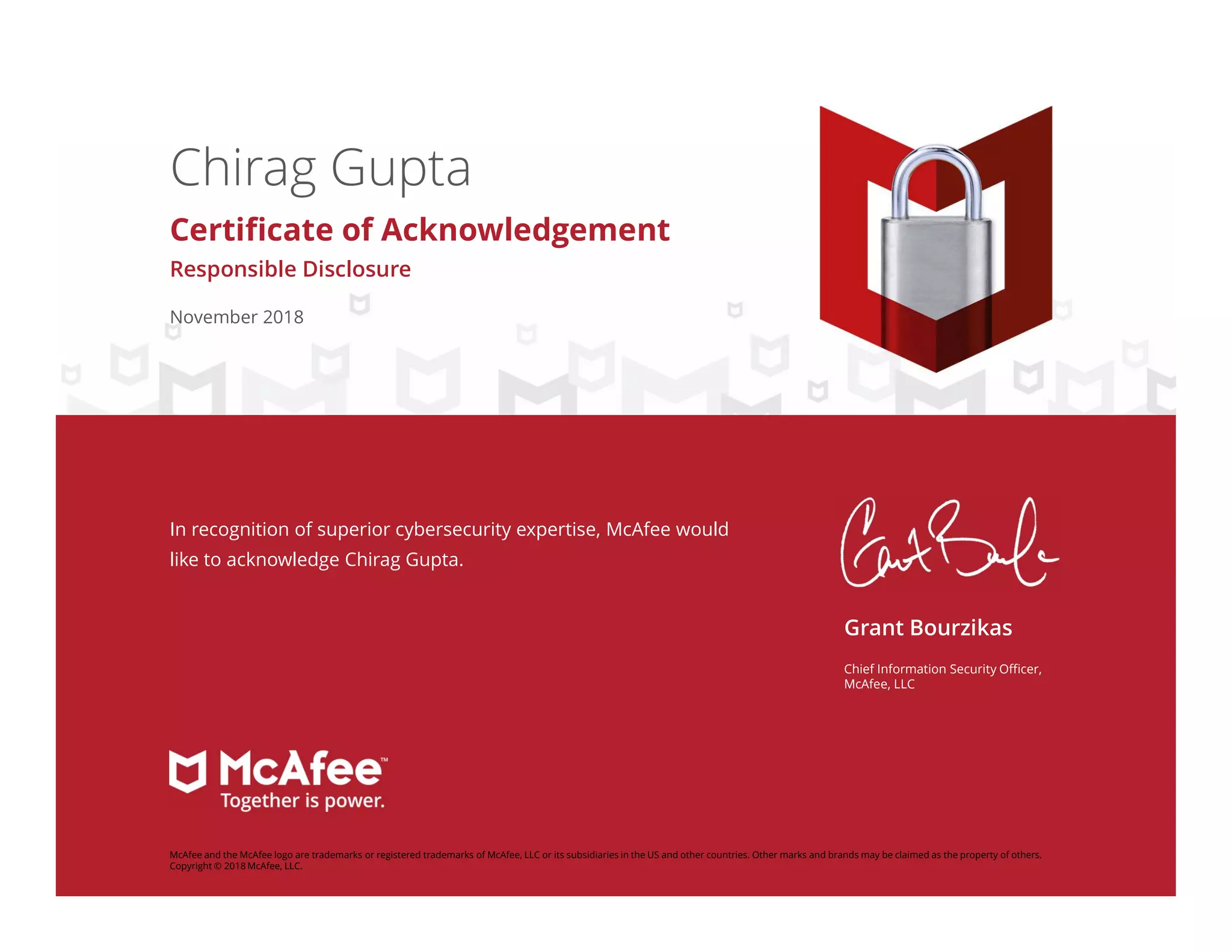 McAfee - Acknowledgement Cerificate | PPT