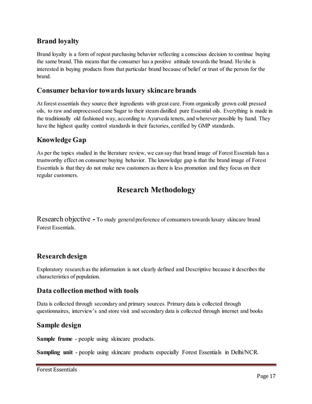 Report on Forest Essentials