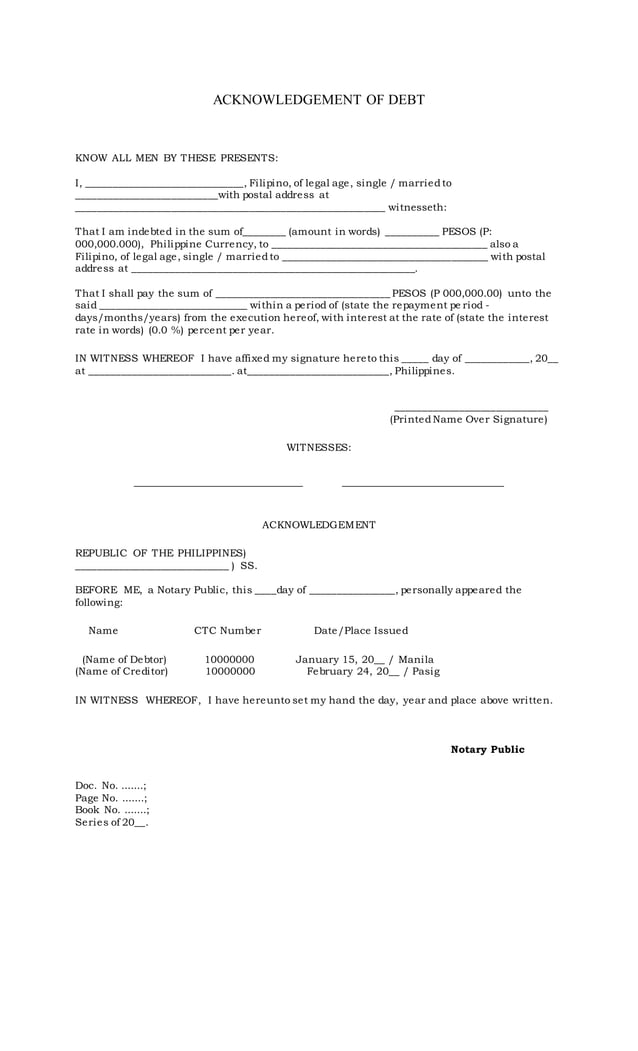 Acknowledgement of debt | DOCX