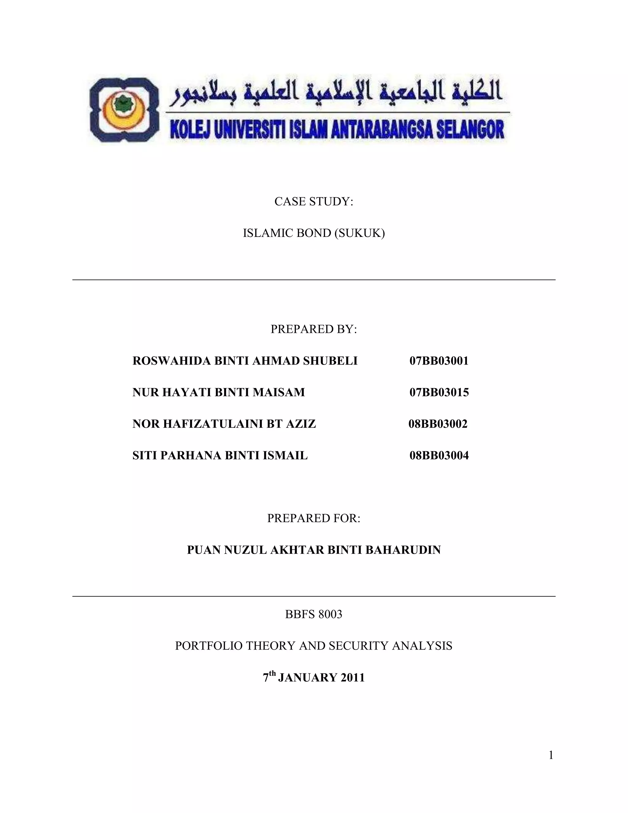 ISLAMIC BOND (SUKUK) | DOCX