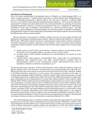 Acknowledgement Structure in Persian and English Theses and ...