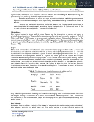 Acknowledgement Structure in Persian and English Theses and Dissertations A Contrastive Genre ...