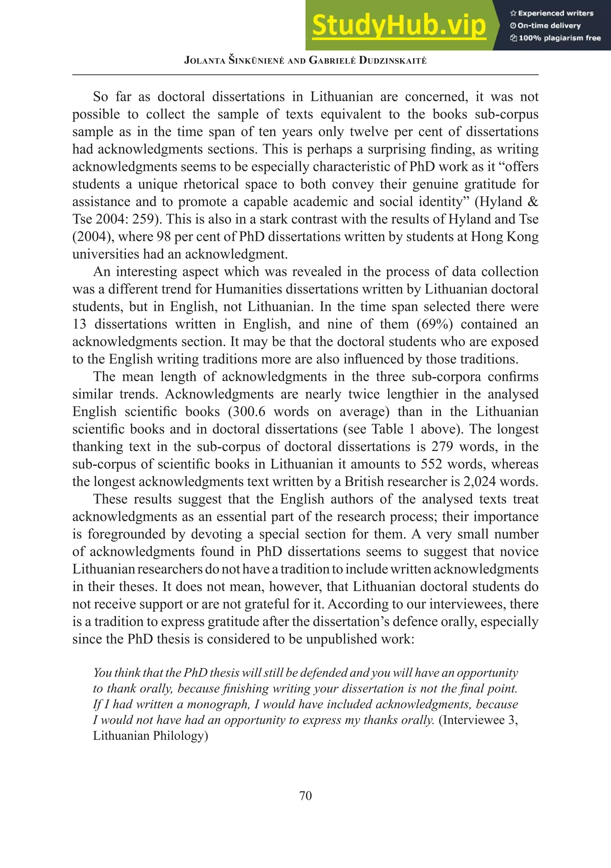 Acknowledgment Patterns In English And Lithuanian Research Writing | PDF