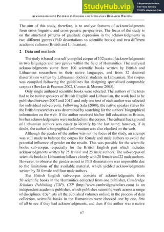 Acknowledgment Patterns In English And Lithuanian Research Writing | PDF