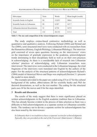 Acknowledgment Patterns In English And Lithuanian Research Writing | PDF