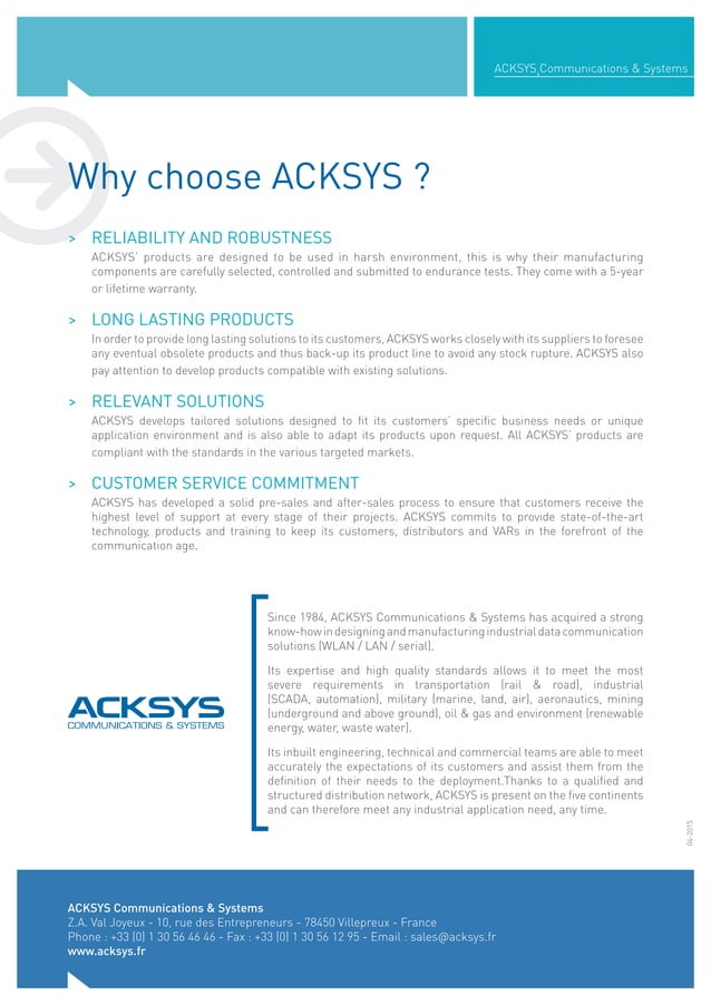 Acksys wireless connectivity train subway market portfolio | PDF