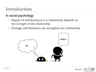 Self-Disclosure and Relationship Strength in Twitter Conversations | PPT