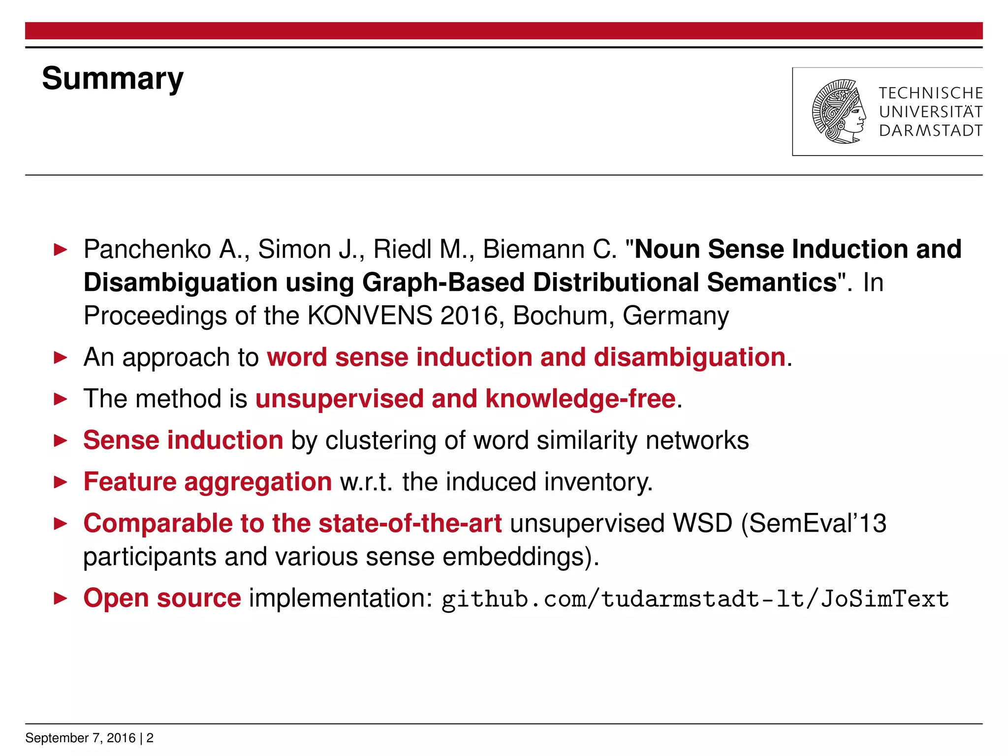 Noun Sense Induction and Disambiguation using Graph-Based Distributio…