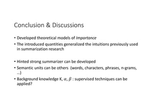 論文紹介：A Simple Theoretical Model of Importance for Summarization | PDF ...