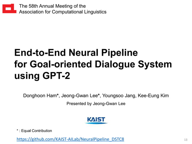 End-to-End Neural Pipeline for Goal-oriented Dialogue System using GPT-2 | PPTX | Bed ...