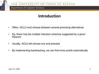 ACL2 Backtracking | PPT