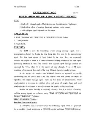 Analog Communication Engineering Lab Manual | DOC