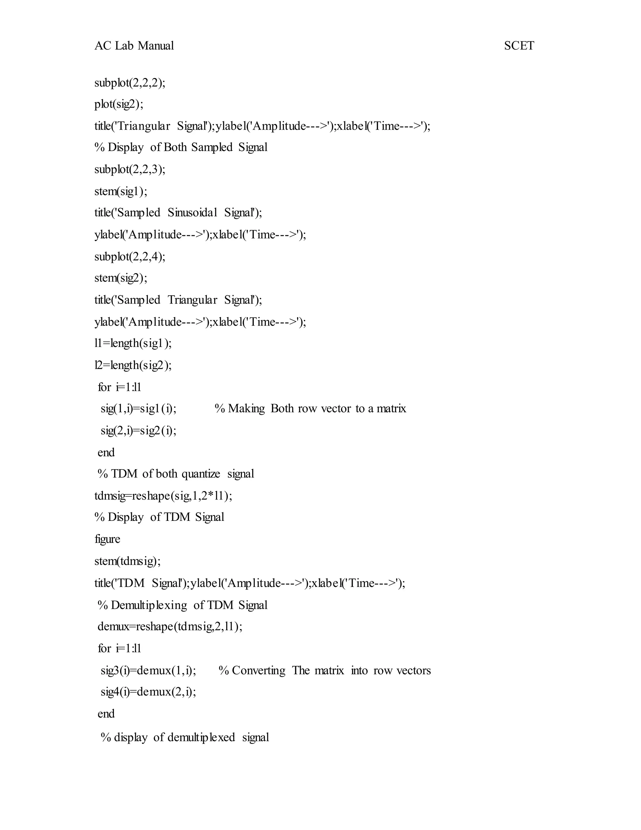 Analog Communication Lab Manual | DOC