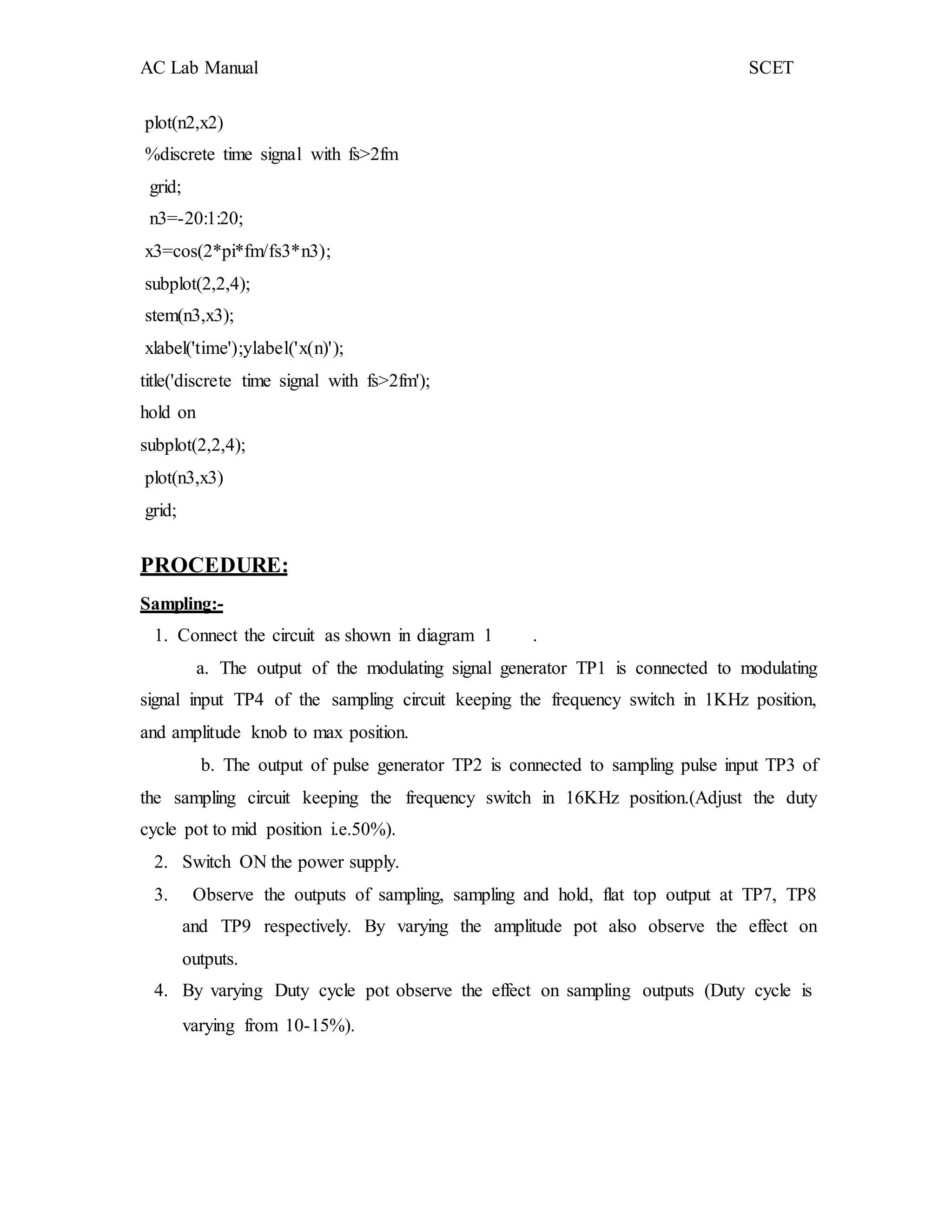 Analog Communication Lab Manual | DOC