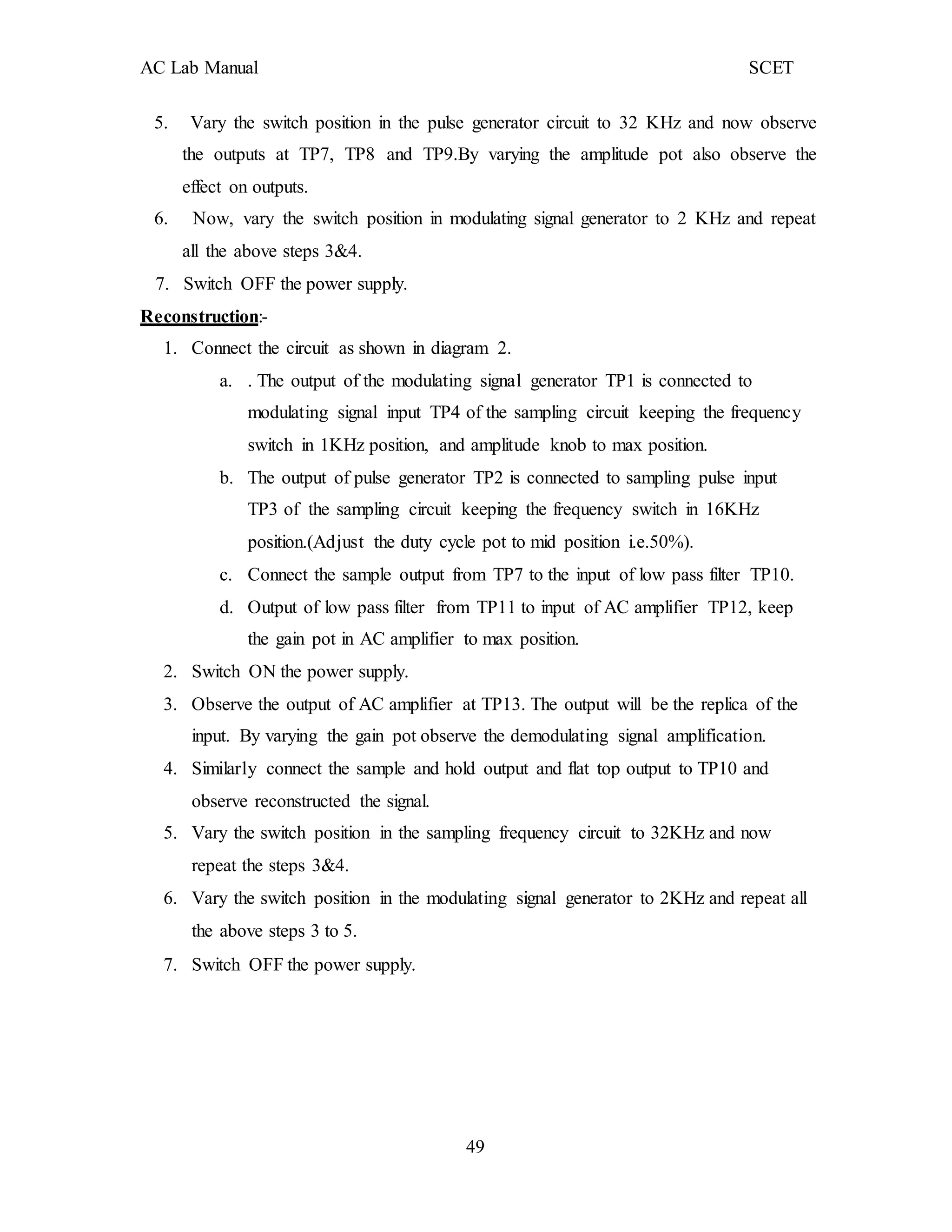 Analog Communication Lab Manual | DOC