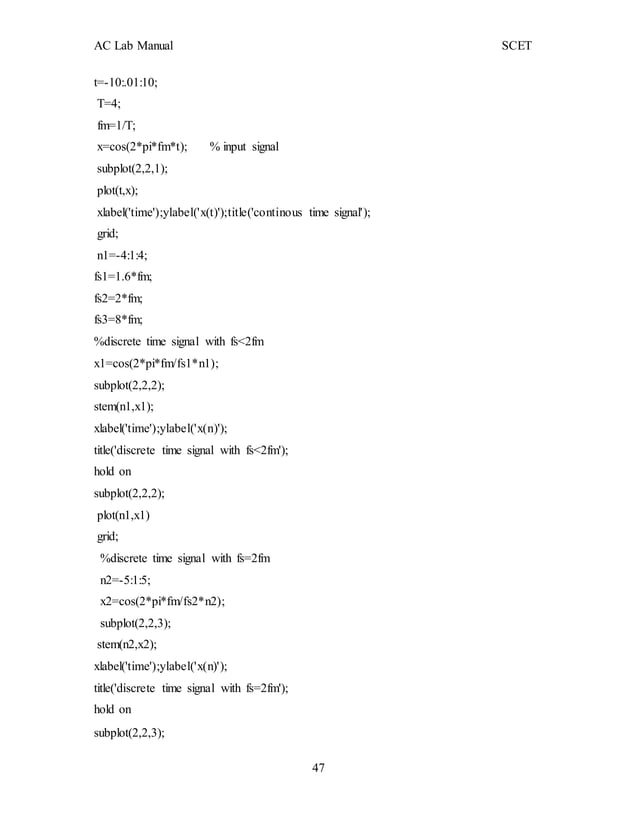 Analog Communication Lab Manual | DOC
