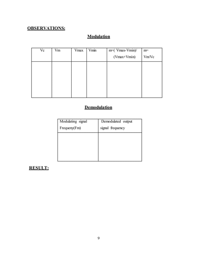 Analog Communication Lab Manual | DOC