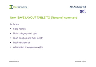 Acl Analytics10.5 New Features | PPT