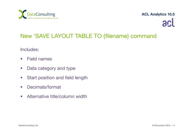 Acl Analytics10.5 New Features | PPT