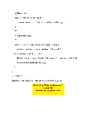 A class called Book is designed as shown in the class diagram. It co ...