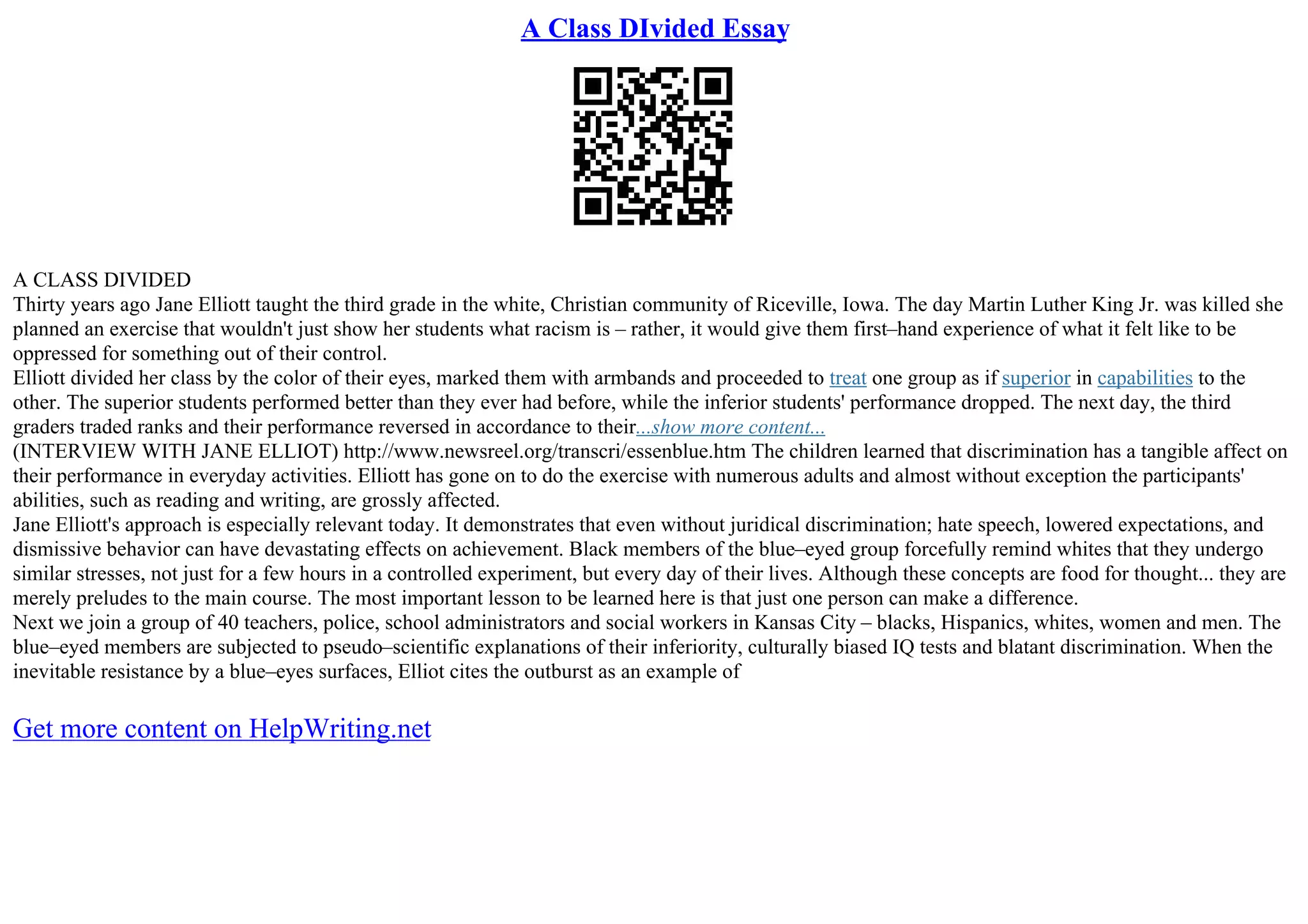 A Class DIvided Essay | PPT