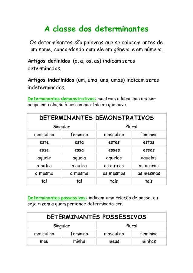 A classe dos_determinantes