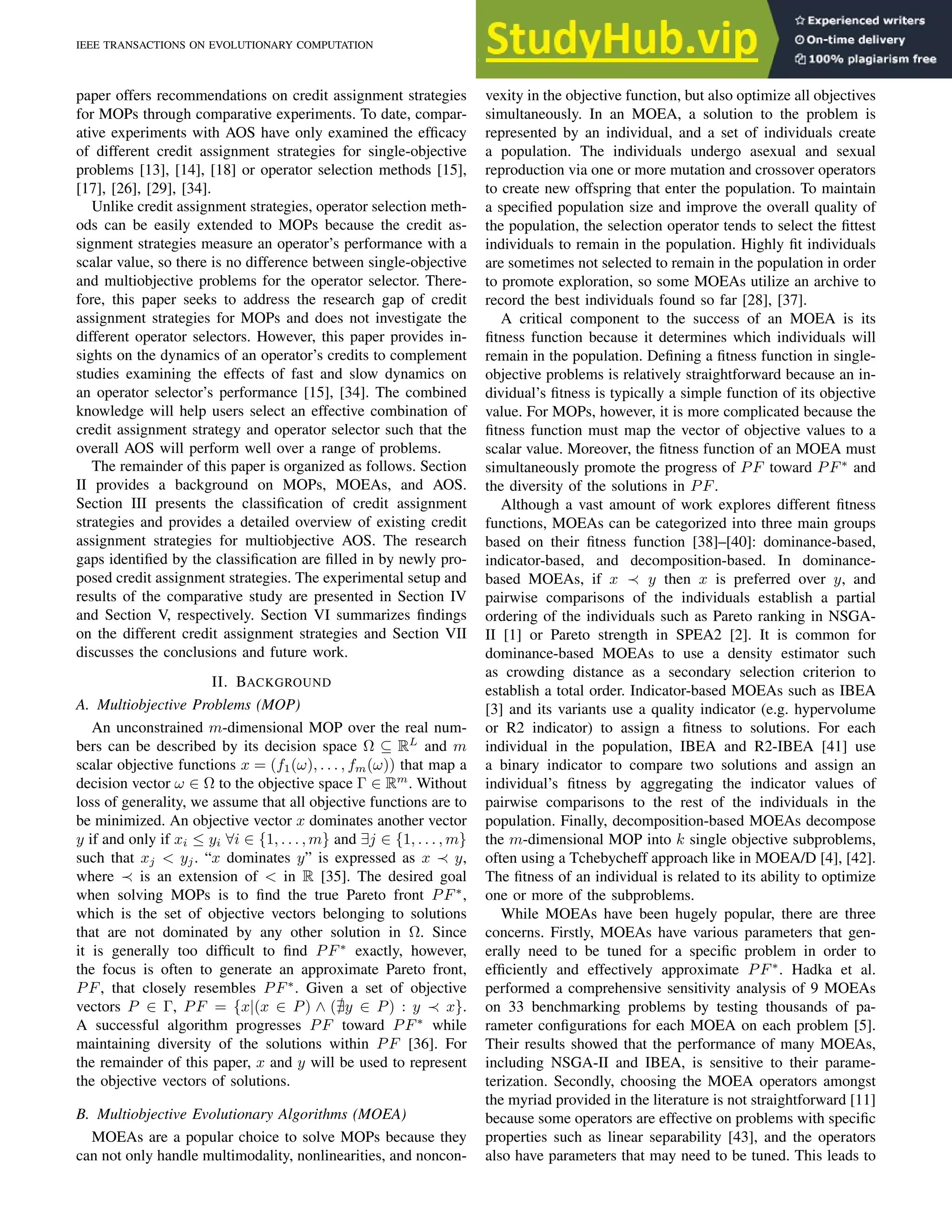 A Classification And Comparison Of Credit Assignment Strategies In Multiobjective Adaptive