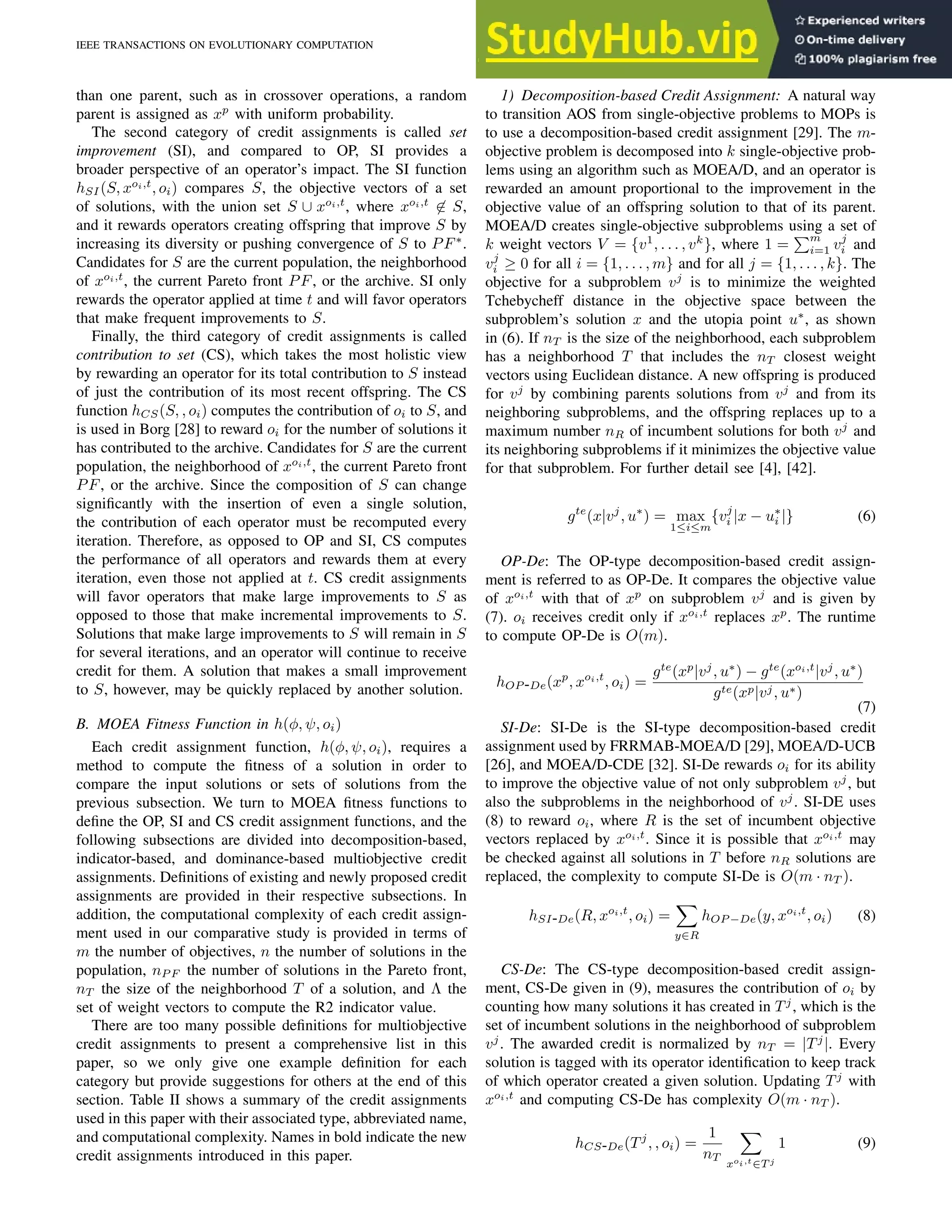 A Classification And Comparison Of Credit Assignment Strategies In Multiobjective Adaptive ...