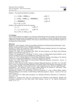 A class of a stable order four and six linear multistep methods for stiff initial value problems ...