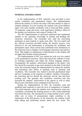 A CLASSROOM ACTION RESEARCH IMPROVING SPEAKING SKILLS THROUGH ...