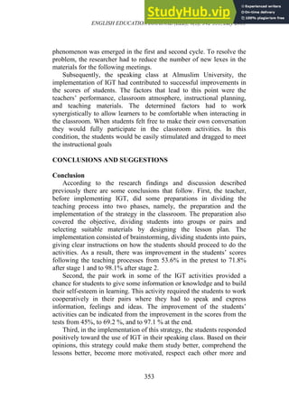 A CLASSROOM ACTION RESEARCH IMPROVING SPEAKING SKILLS THROUGH ...