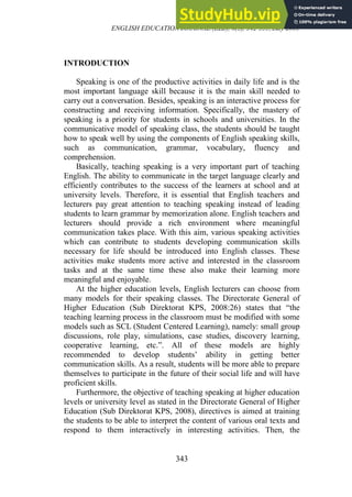 A CLASSROOM ACTION RESEARCH IMPROVING SPEAKING SKILLS THROUGH ...