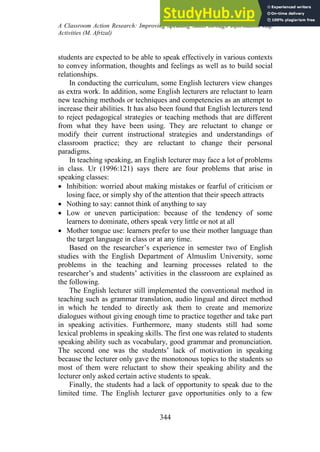 A CLASSROOM ACTION RESEARCH IMPROVING SPEAKING SKILLS THROUGH ...