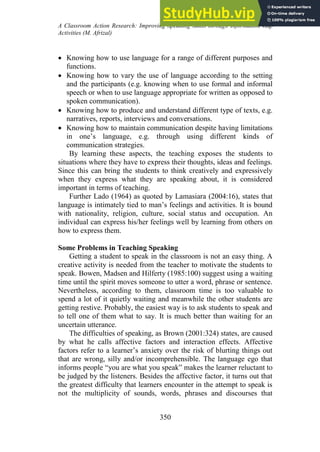 A CLASSROOM ACTION RESEARCH IMPROVING SPEAKING SKILLS THROUGH ...