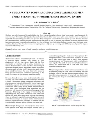 A clear water scour around a circular bridge pier under steady flow for ...