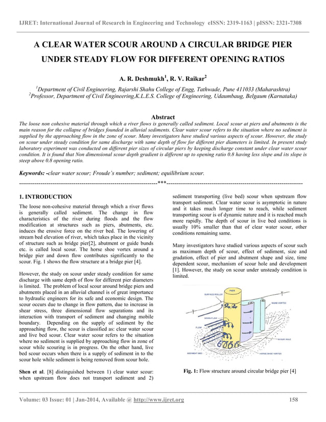 A clear water scour around a circular bridge pier under steady flow for ...