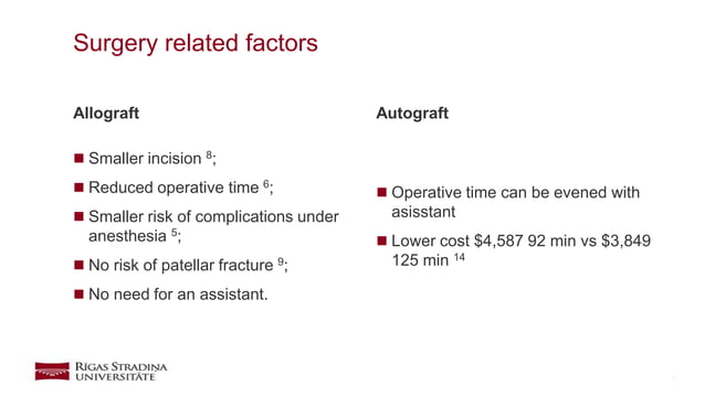 Anterior cruciate ligament reconstruction- allograft versus autograft | PPT