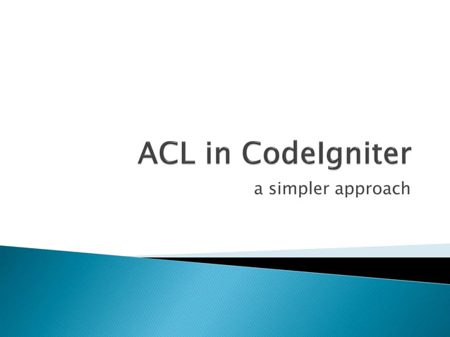 Acl In Codeigniter Pdf