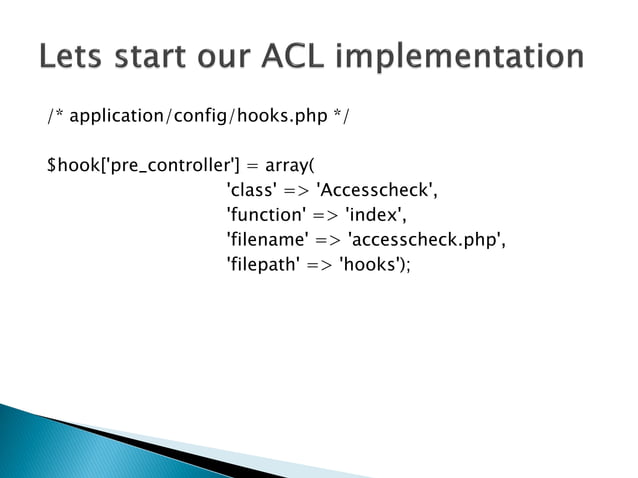 ACL in CodeIgniter | PPT