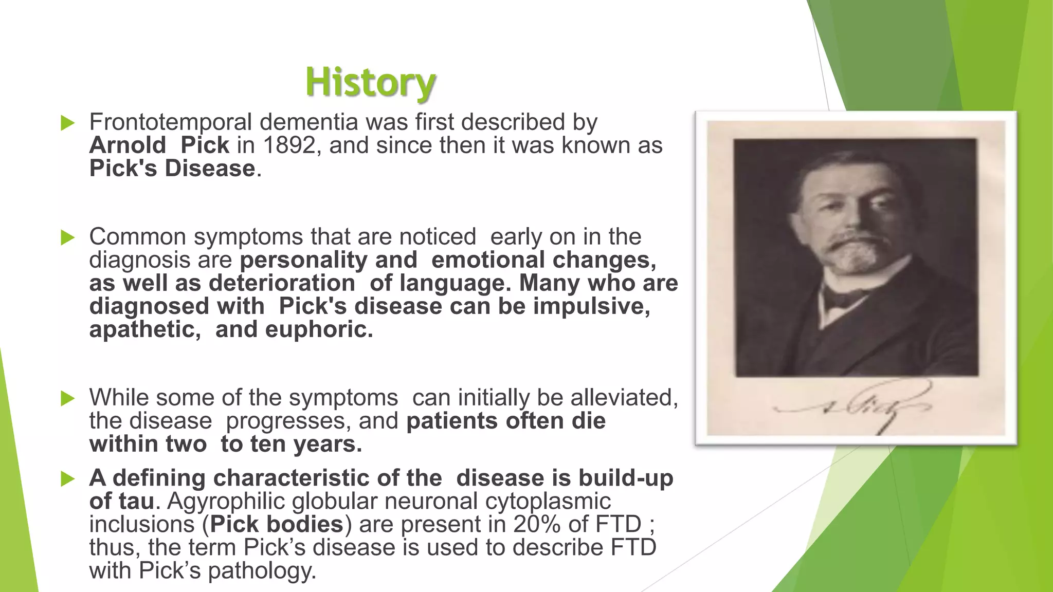 Frontotemporal dementia - current concepts | PPTX