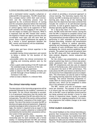A Clinical Internship Model For The Nurse Practitioner Programme | PDF