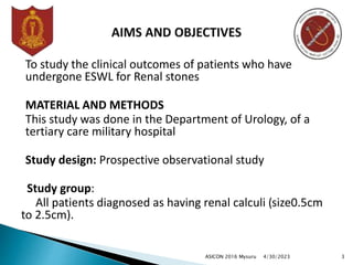 A CLINICAL STUDY OF OUTCOMES FOLLOWING ESWL FOR.pptx