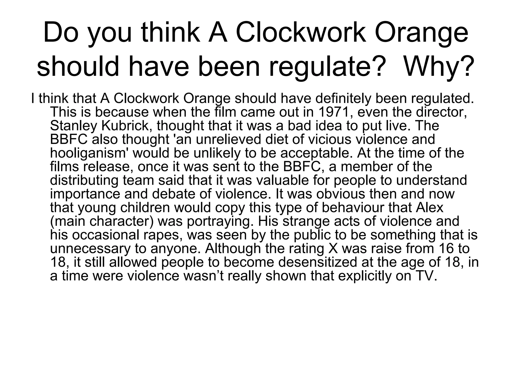 A clockwork orange | PPT | Crime & Harmful Acts to Individuals, Society & Human Right Violations ...
