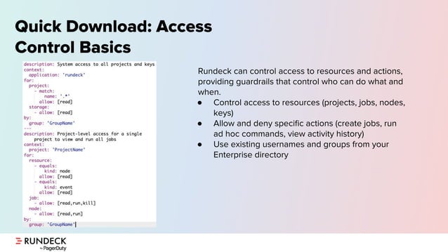 Rundeck Office Hours: Best Practices for Access Control Policies | PPT