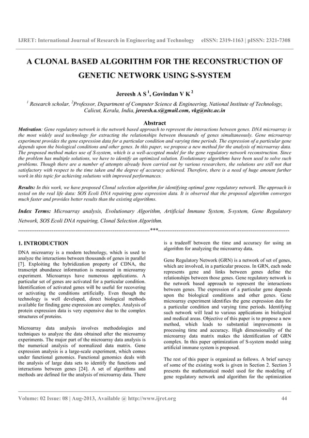 A clonal based algorithm for the reconstruction of | PDF
