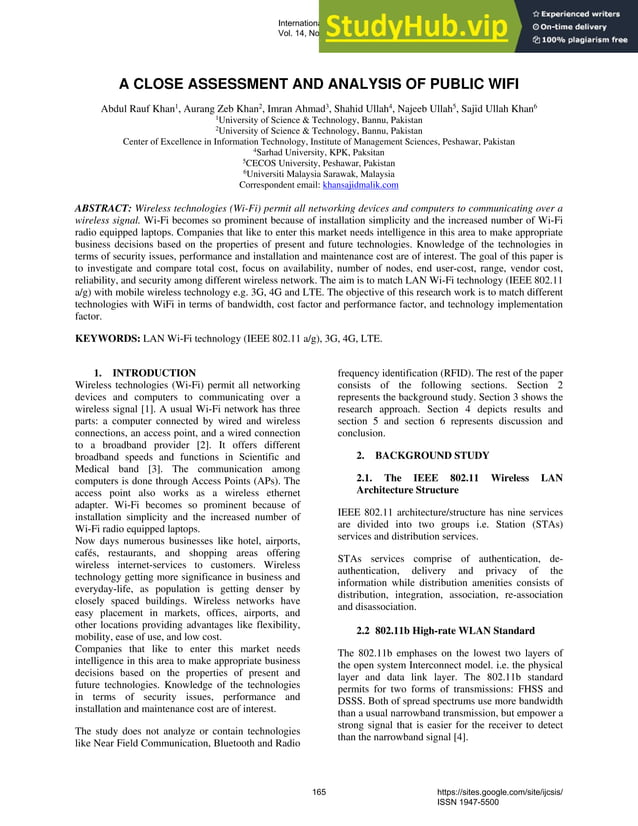 A CLOSE ASSESSMENT AND ANALYSIS OF PUBLIC WIFI | PDF
