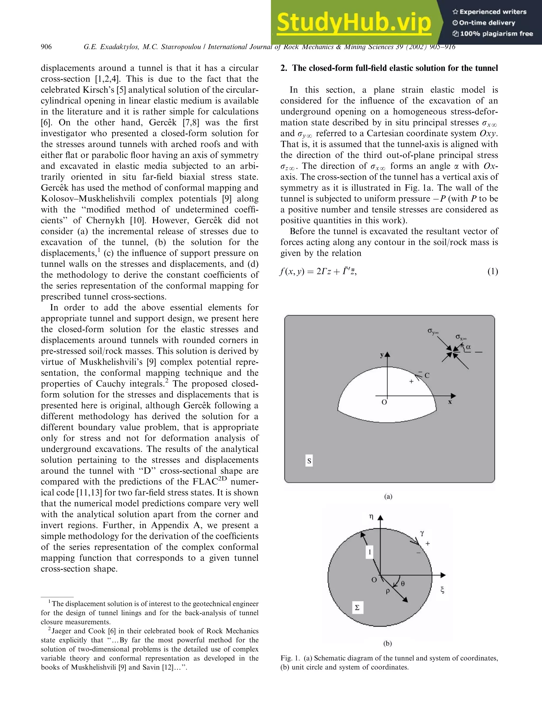 A Closed-Form Elastic Solution For Stresses And Displacements Around ...
