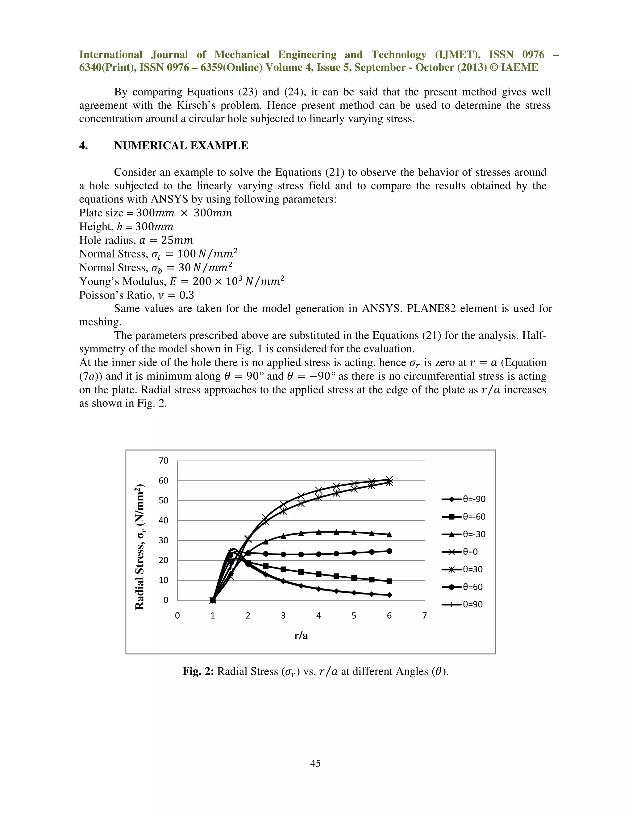 A closed form solution for stress concentration around a circular hole ...